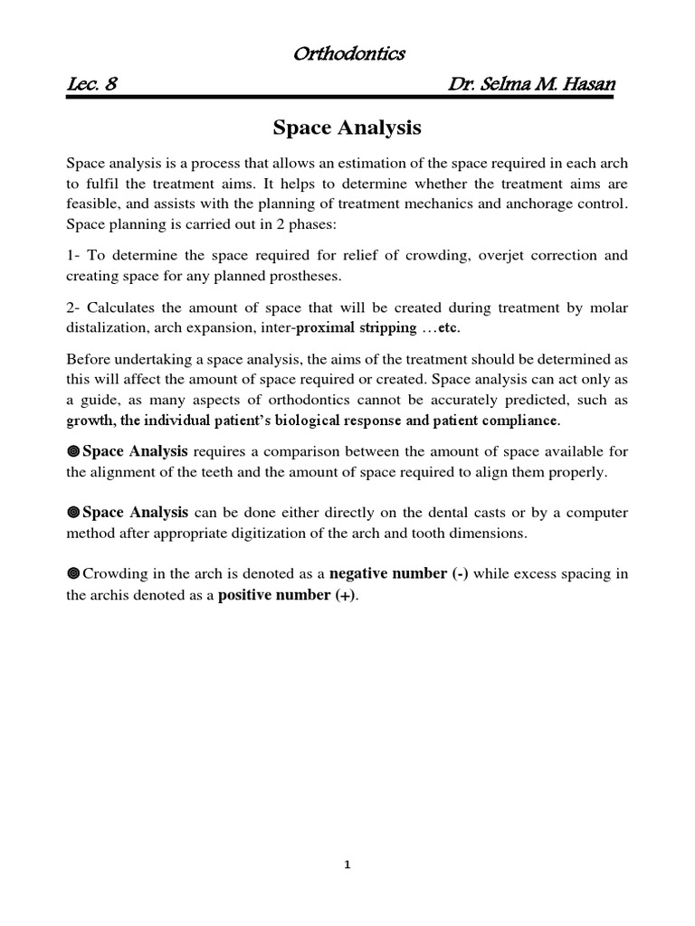Space Analysis | PDF | Tooth | Orthodontics