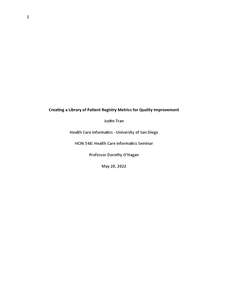 Creating A Library of Patient Registry Metrics For Quality Improvement ...