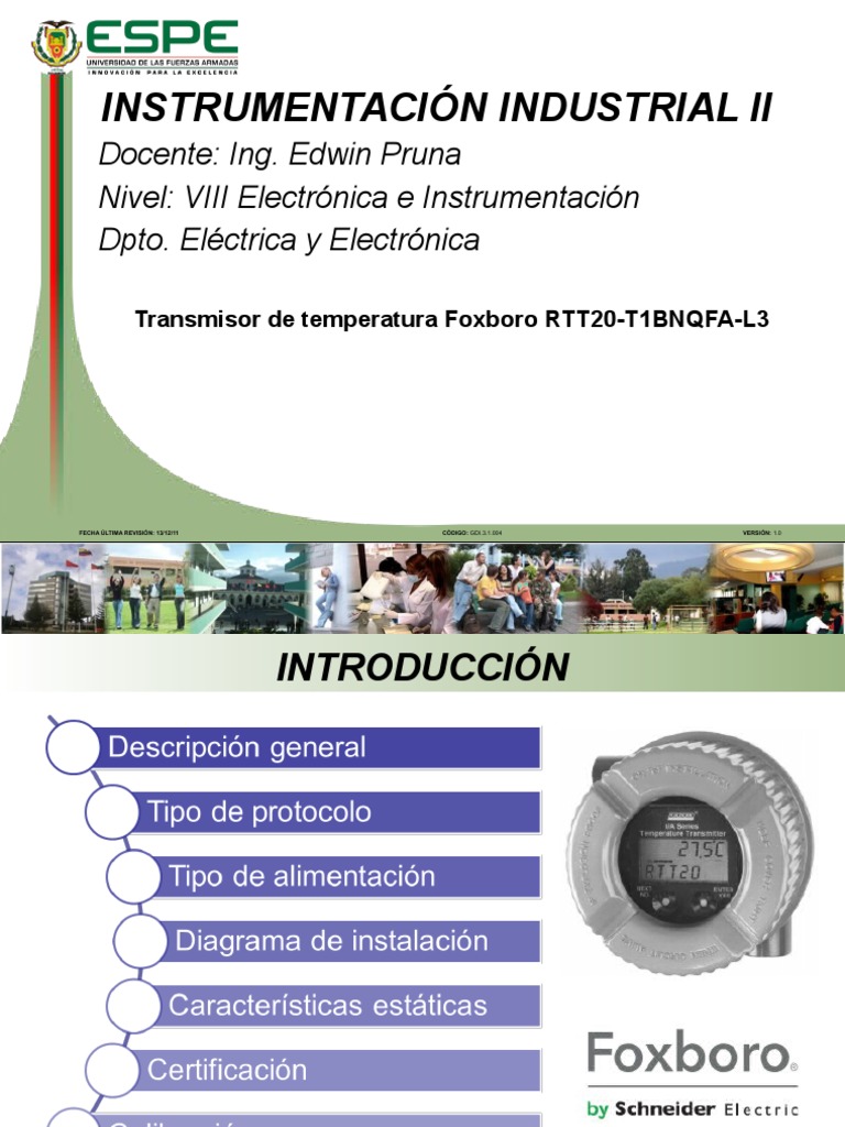Transmisor de Temperatura Foxboro RTT20 | PDF | Vapor | Ingenieria ...
