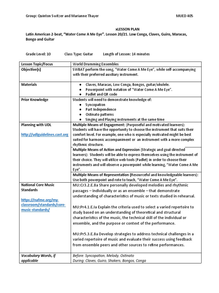 World Drumming Lesson | PDF | Learning | Lesson Plan