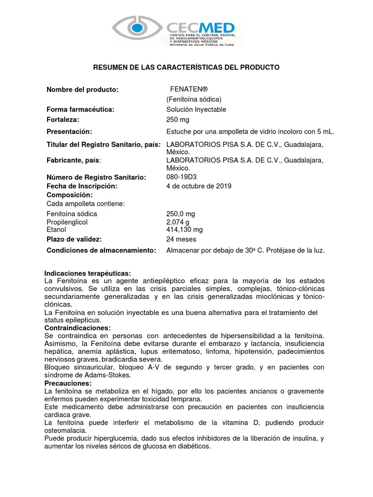 080-19D3 Fenaten | PDF | Neurona | Medicamentos con receta