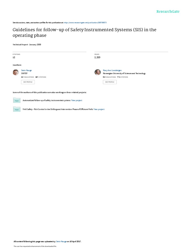 Guidelines For Follow-Up of Safety Instrumented Systems (SIS) in The ...