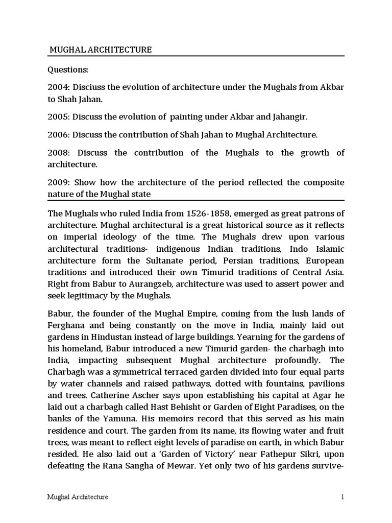 Mughal Architecture | PDF | Mughal Empire