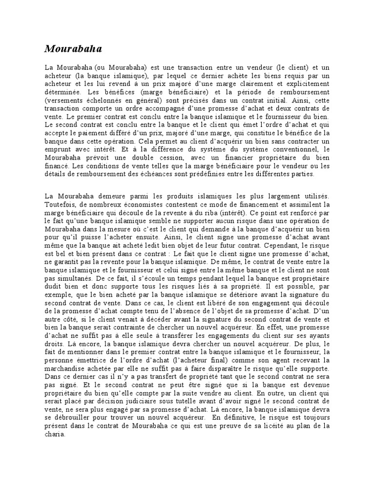 Mourabaha : Finance Islamique Décryptée | PDF | Banque et finance ...