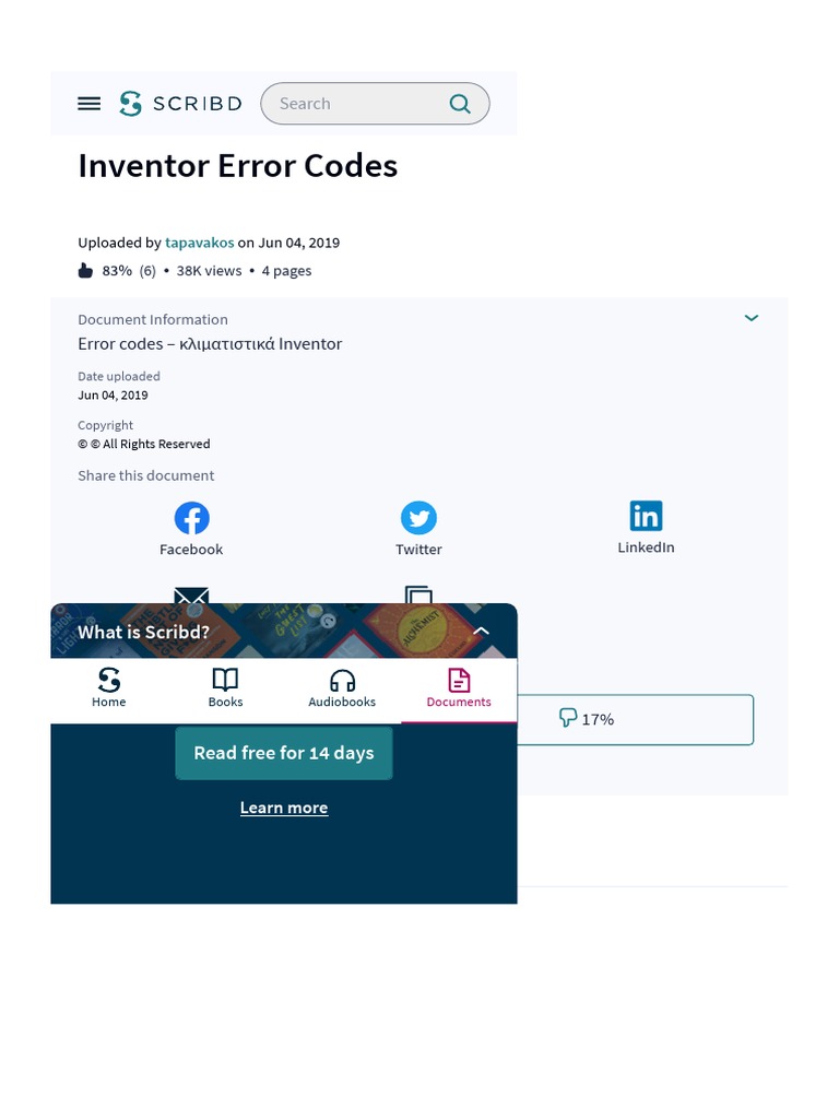 Inventor Error Codes - PDF - Air Conditioning - Hvac | PDF | Voltage ...