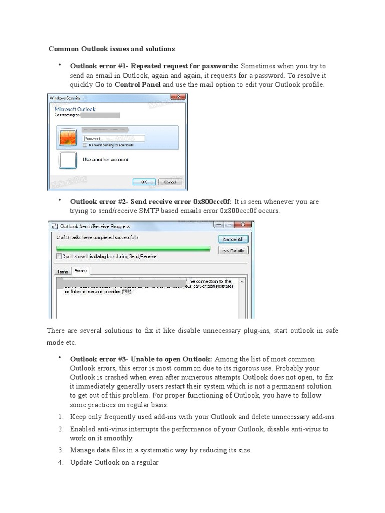 Common Outlook Issues and Fixes | PDF | Microsoft Outlook | Computer File