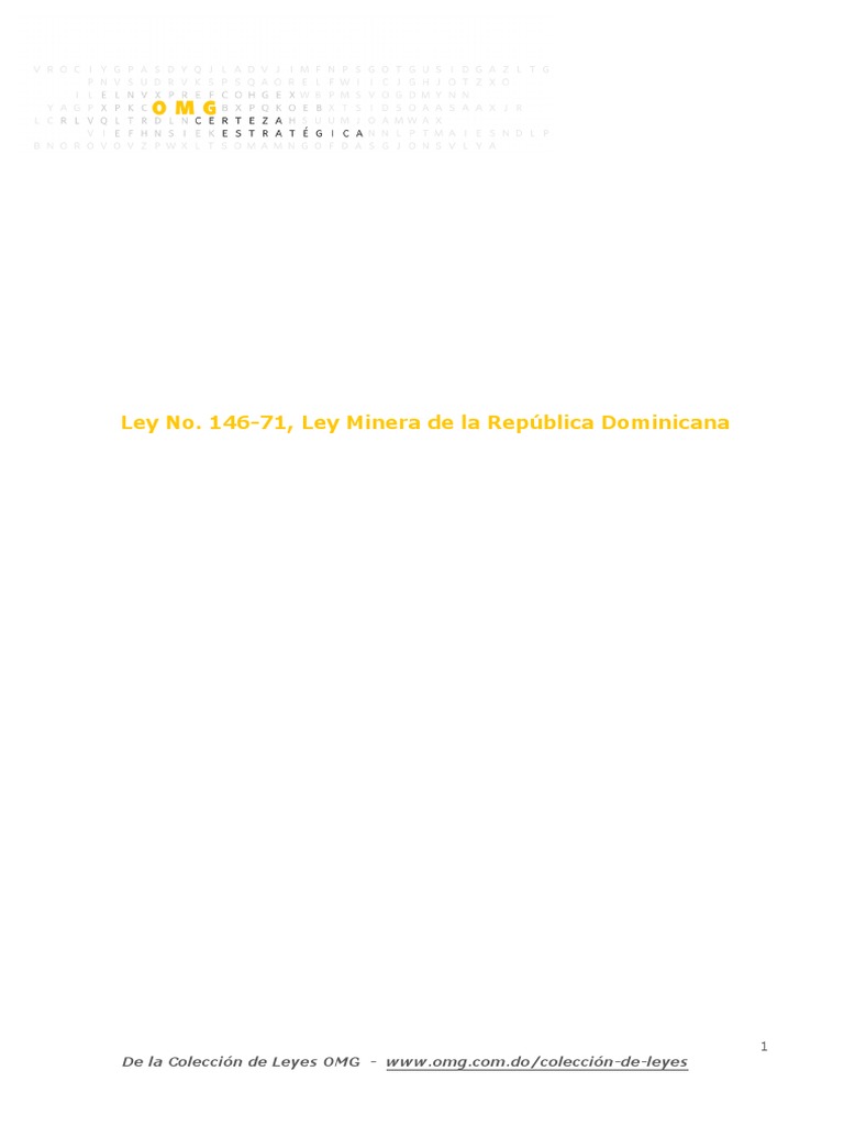 Ley No. 146 71 Ley Minera de La República Dominicana | PDF | Minería ...
