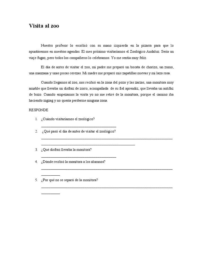 Visita Al Zoo | PDF