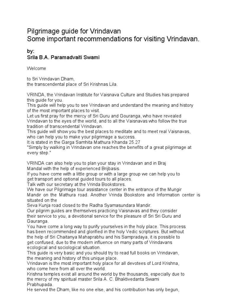 Guide of Vrindavan | PDF | Vaishnavism | Krishna