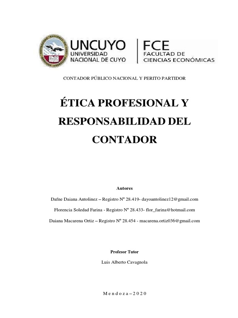 Tica Profesional y Responsabilidad Del Contador | PDF | Contabilidad | Contador