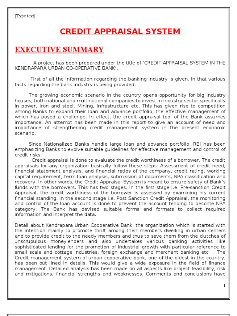Credit Appraisal System | PDF | Banks | Loans