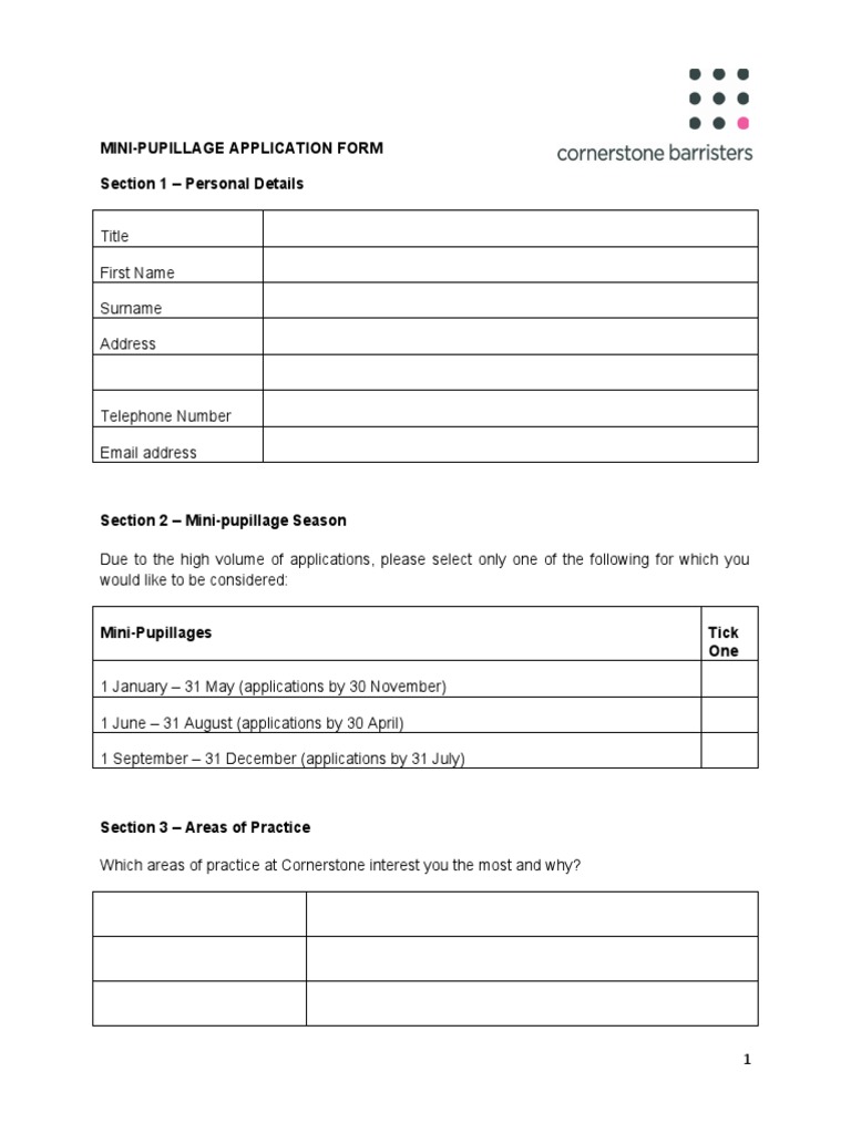 Mini Pupillage Application Form - 001 | PDF | Educational Assessment ...