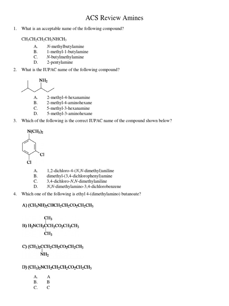 ACS Review 22 Amines | PDF | Amine | Chemistry