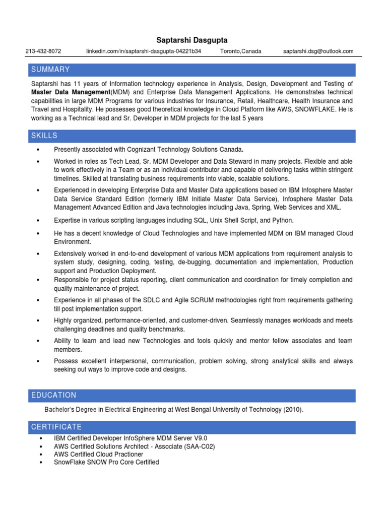 Resume Saptarshi Dasgupta 2021 | PDF | Cloud Computing | Java (Programming Language)