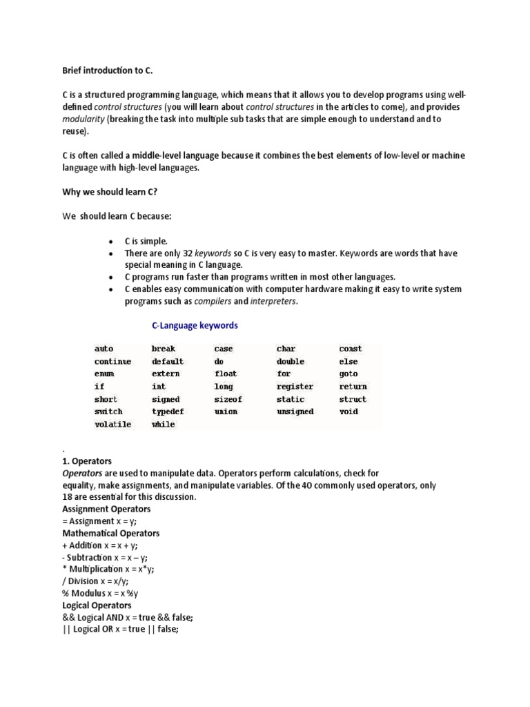 Brief Introduction To C Pdf Subroutine Parameter Computer