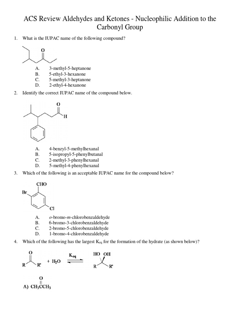 ACS Review 17 Aldehydes and Ketones - Nucleophilic Addition | PDF ...