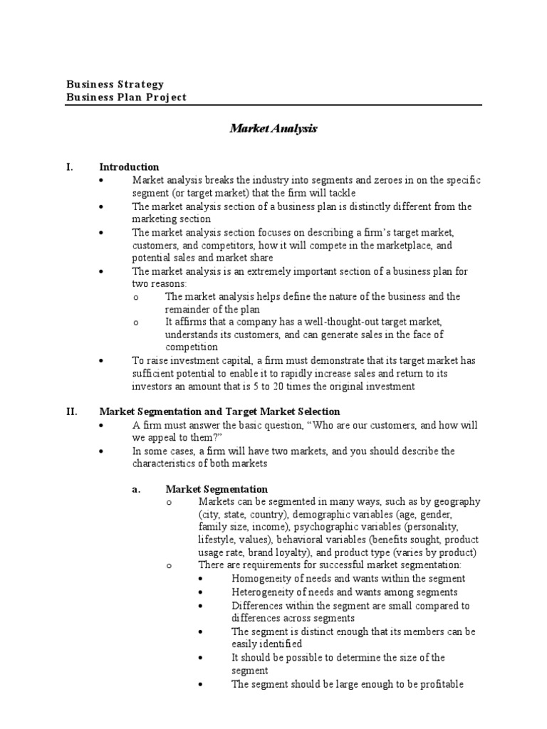 Business Plan - Market Analysis | PDF | Market Segmentation | Marketing