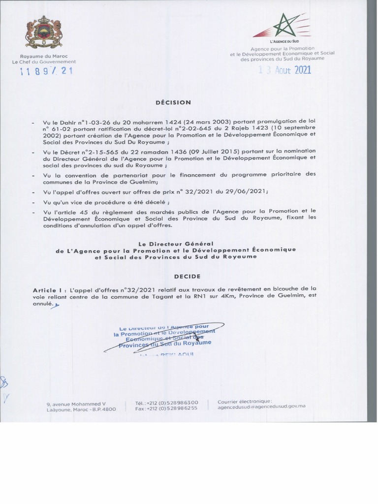 Décision D'annulation d'AOO N°32-2021 | PDF