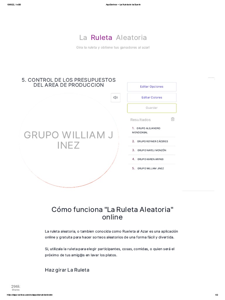 Ruleta Aleatoria para Sorteos Divertidos | PDF | Ruleta | Juego de azar
