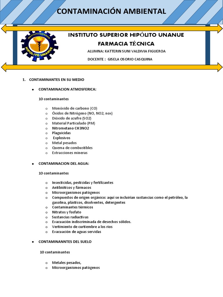 Contaminacion Ambiental | PDF | Contaminación | La contaminación del agua