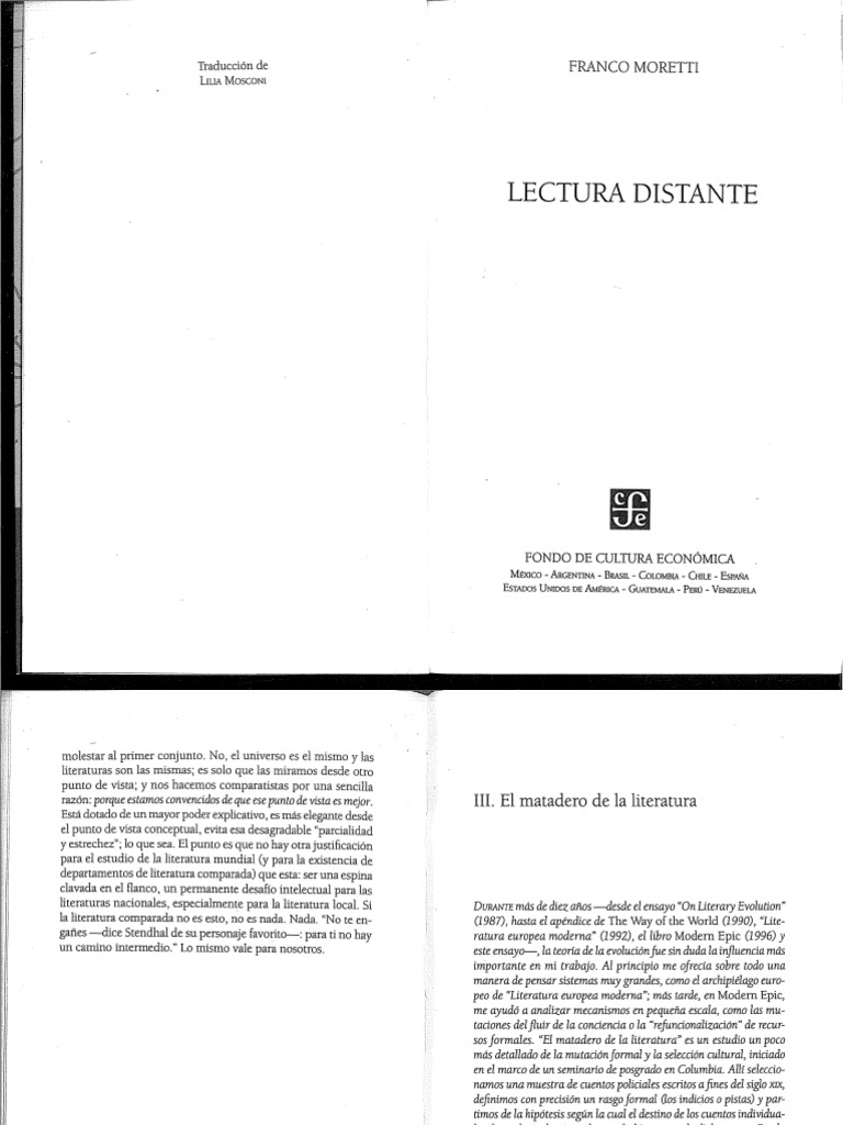 U4. Moretti. Lectura Distante. Capitulo 3. El Matadero de La Literatura | PDF