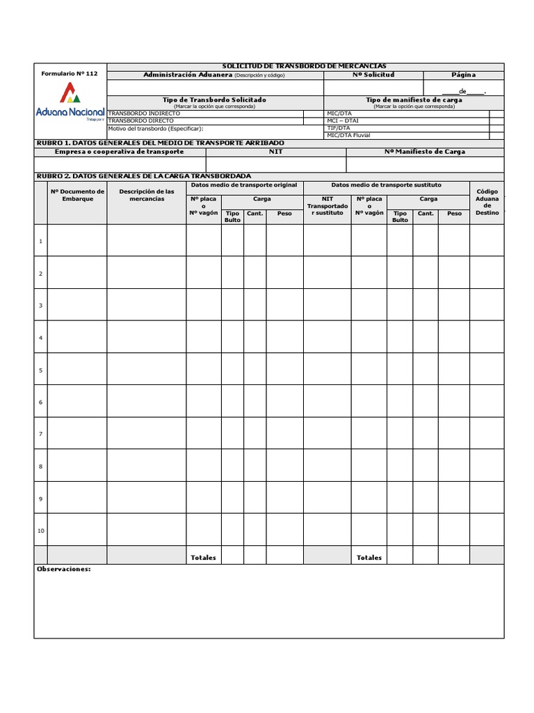 Formulario Nro - 112 | PDF | aduana | Gobierno