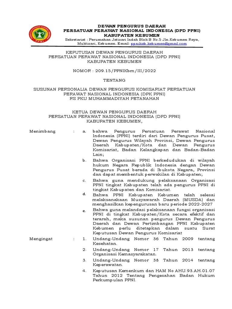 Struktur DPK Ppni Pku Pet Ok.1 | PDF