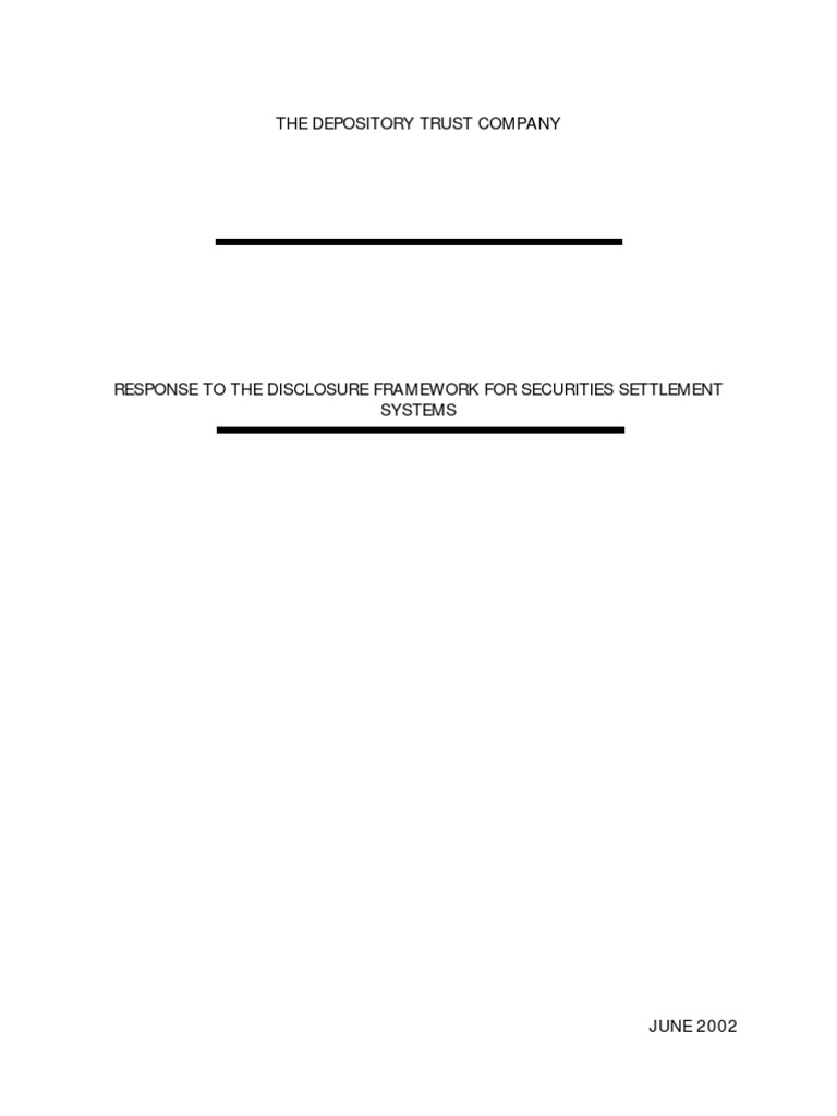 DTC Securities Settlement Systems Framework | PDF | Securities (Finance ...