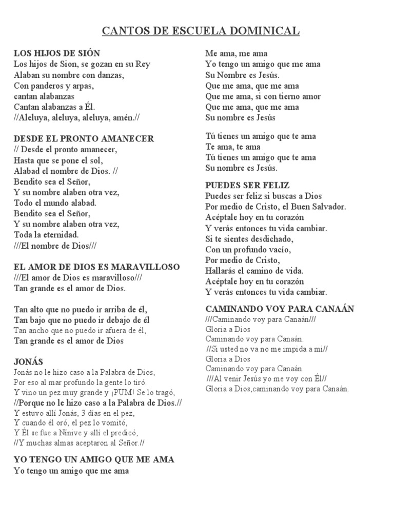 Cantos de Escuela Dominical | PDF | Jonás | Amor