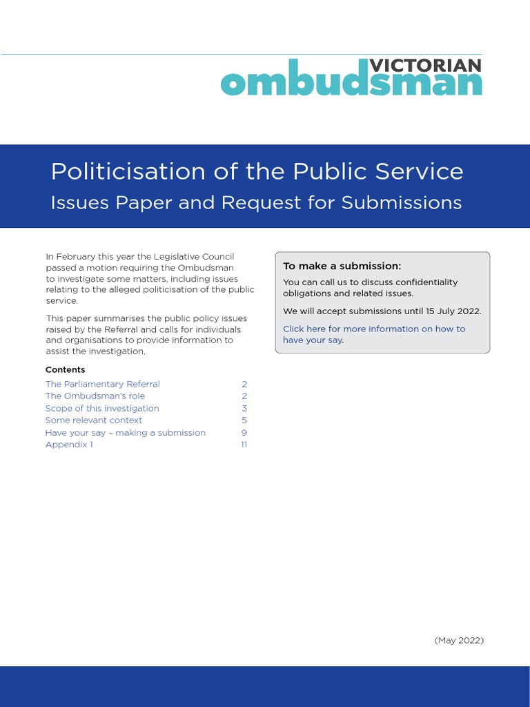 Investigation Into Politicisation of Victoria's Public Service | PDF ...