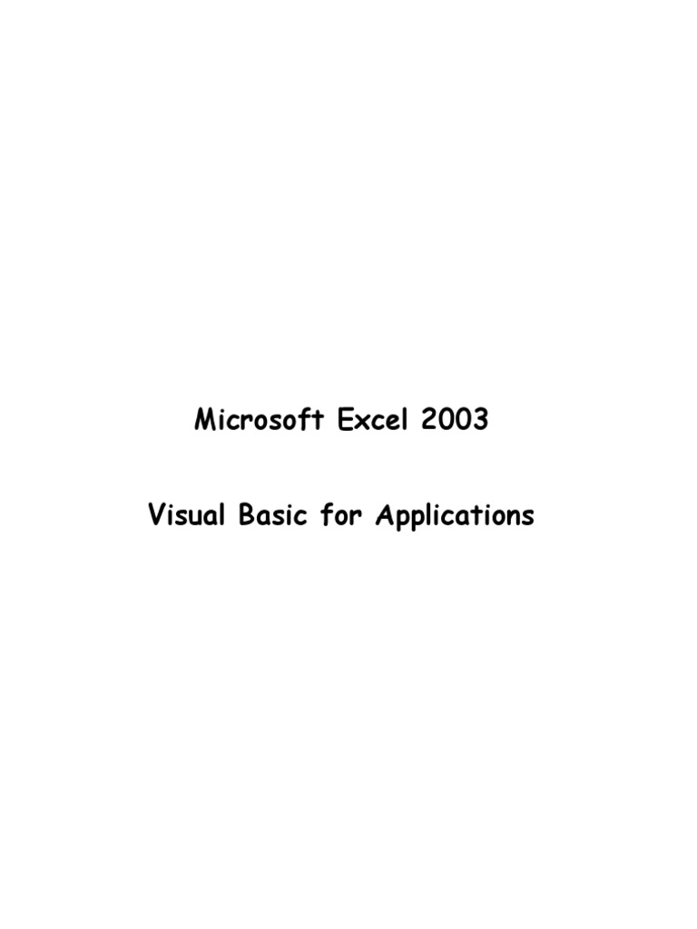 Vba Tutorial Excel | PDF