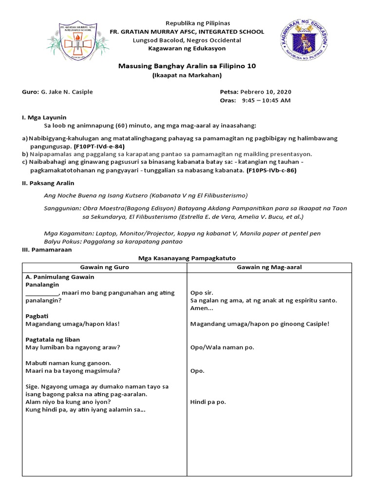FGMIS Demonstration Kabanata VAng Noche Buena NG Isang Kutsero Jake Casiple | PDF