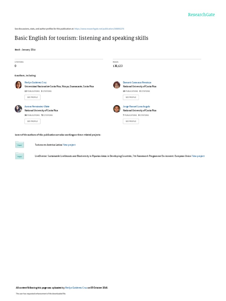 Basic English For Tourism | PDF | Tourism | Learning