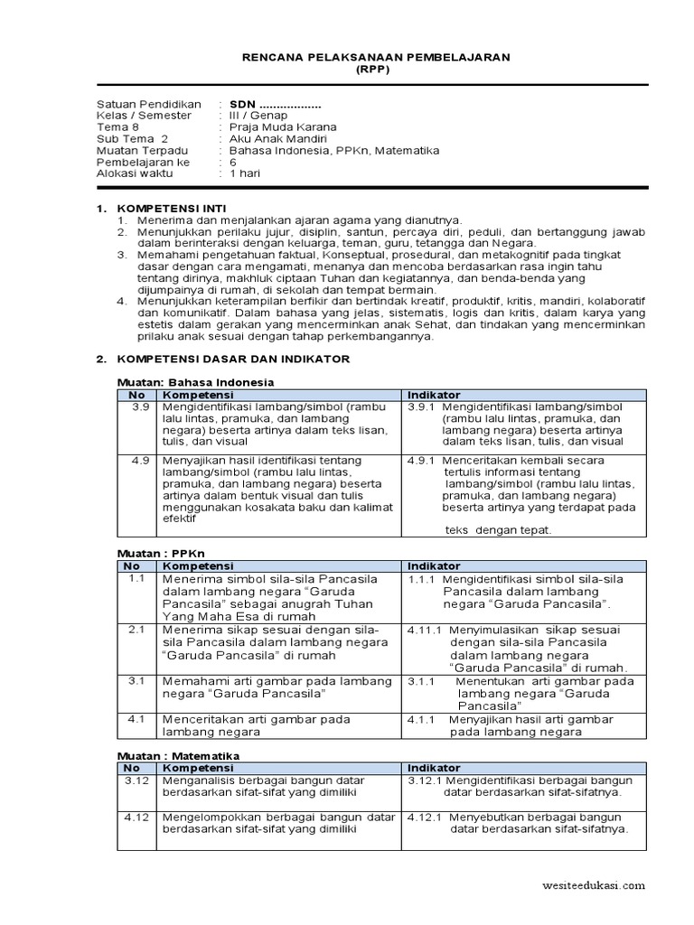 RPP Kelas 3 t8.2.6 | PDF