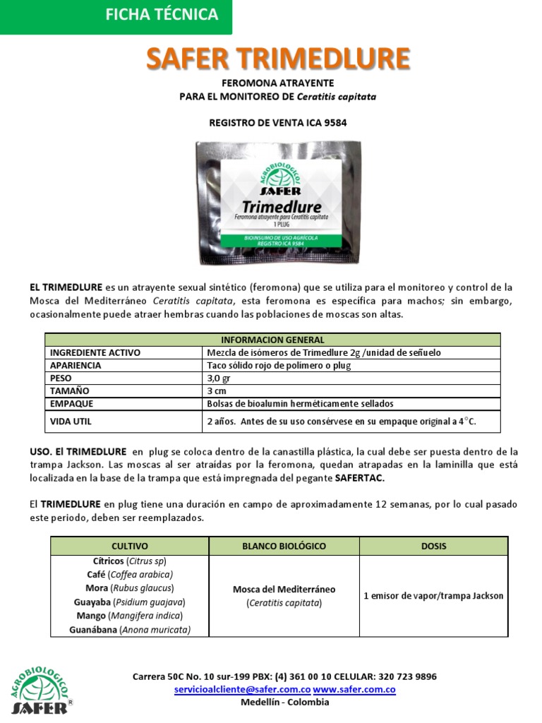Ficha Técnica de Trimedlure para Moscas | PDF | Ciencia y matemáticas