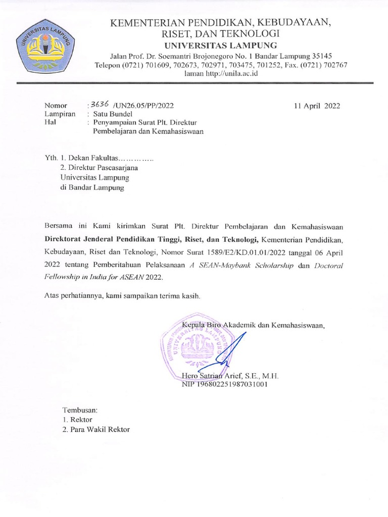 Surat PLT Dir Pem Dan Kem | PDF