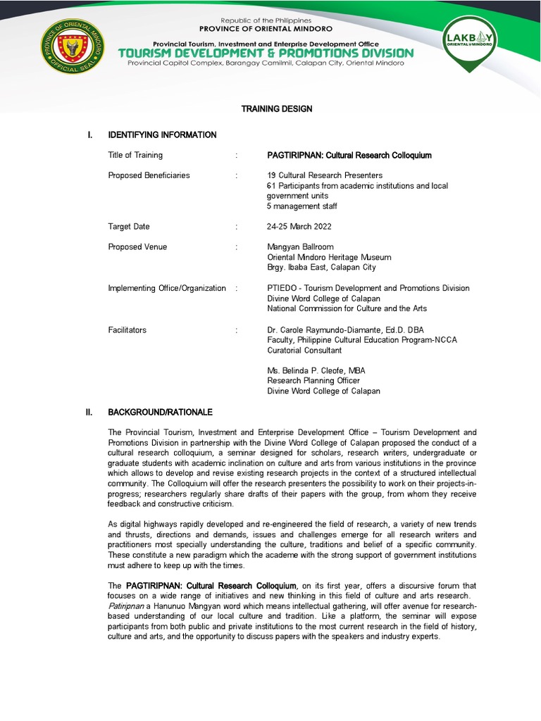 Training Design - Research Colloquium | PDF