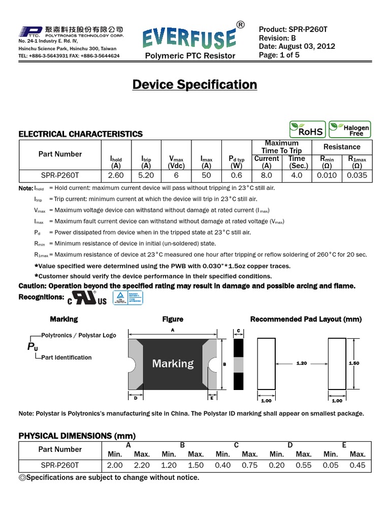 PTTC Polytronics Tech SPR P260T - C209736 | PDF | Manufactured Goods ...
