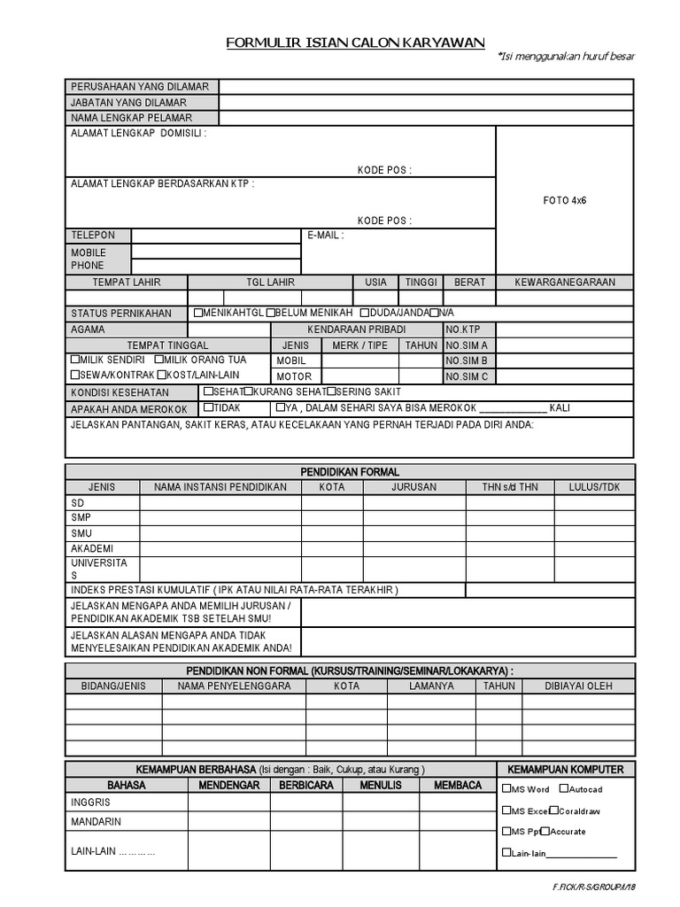 Formulir Isian Pelamar AGP 2022 | PDF
