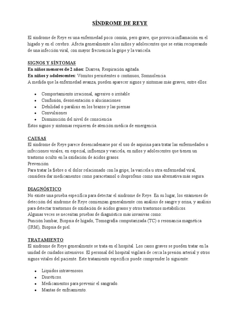 Sindrome de Reye | PDF | Salud y bienestar