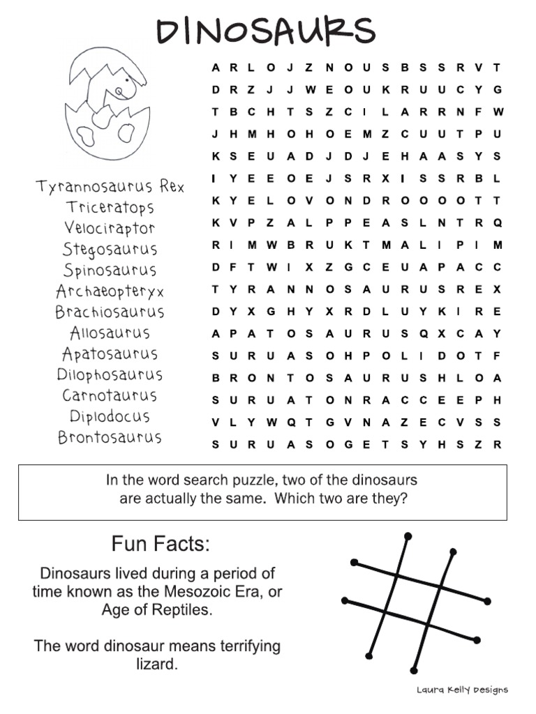 Dinosaur Word Search Puzzle | PDF