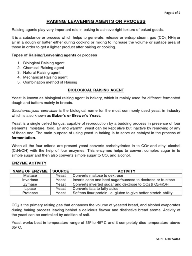 Raising Agents or Process | PDF | Baking Powder | Yeast