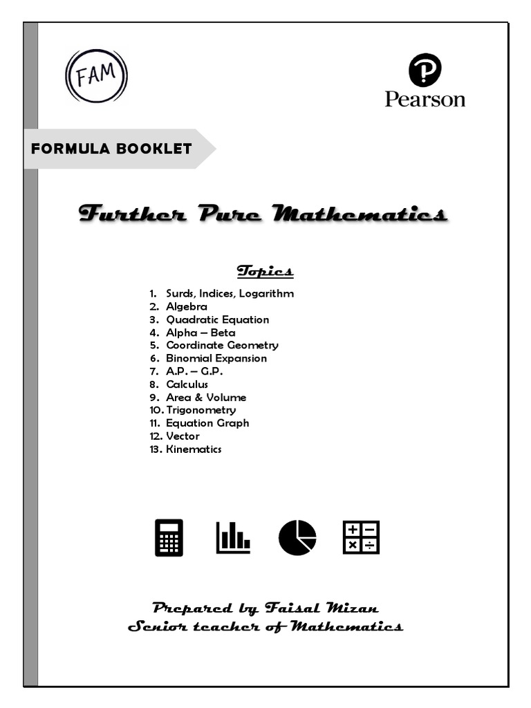 Further Pure Mathematics: Formula Booklet | PDF | Equations | Line ...