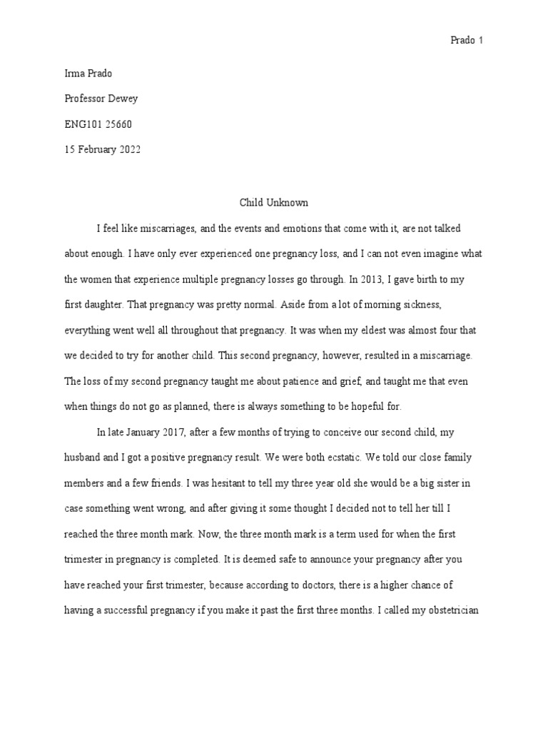 Irma Prado Memoir Final Draft | PDF | Miscarriage | Pregnancy