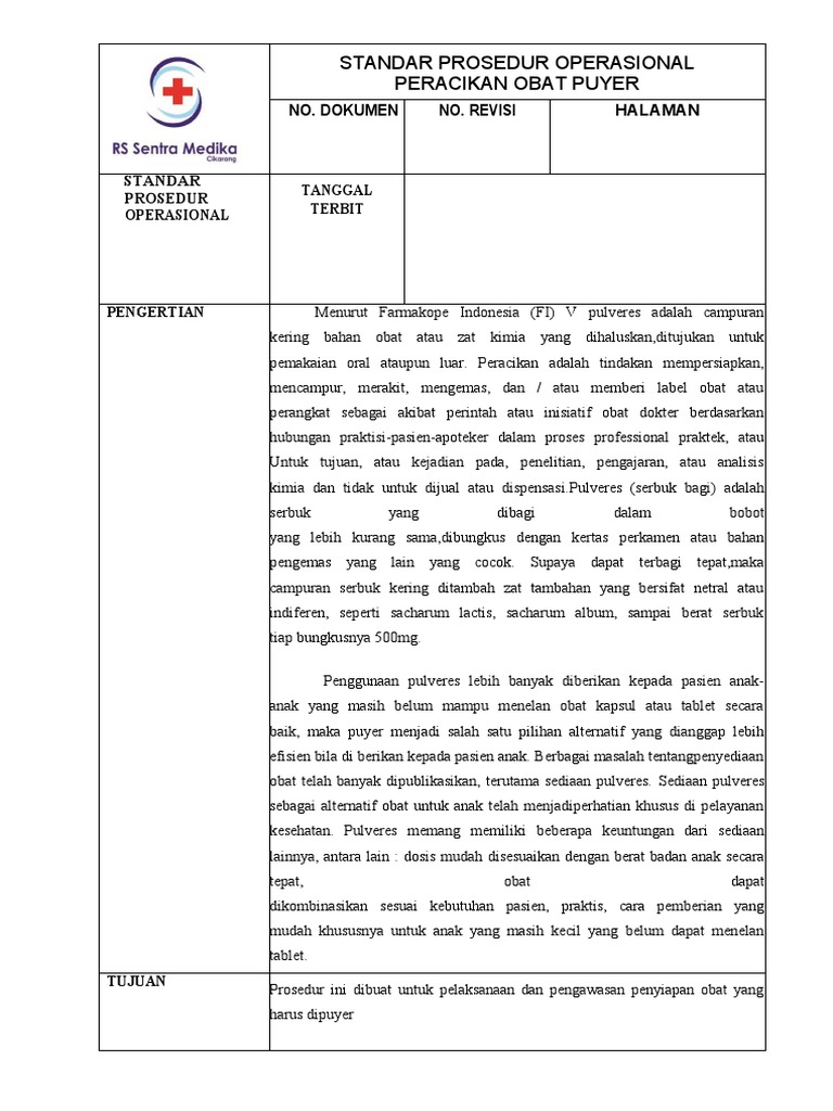 Prosedur Peracikan Obat Puyer | PDF