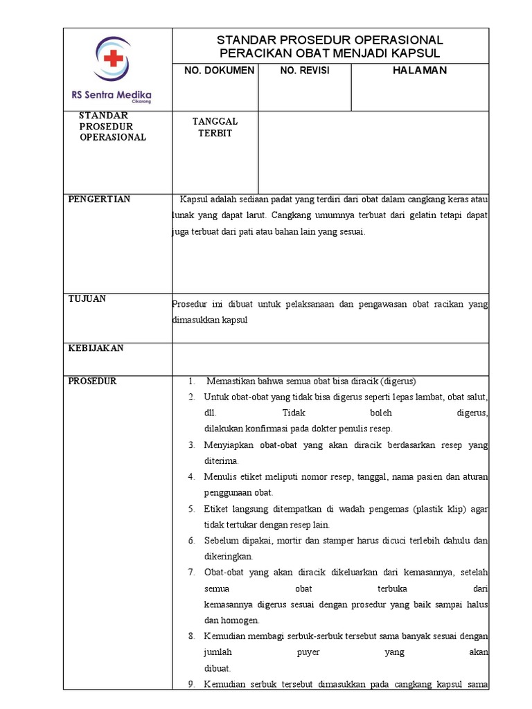 Spo Peracikan Obat Kapsul | PDF