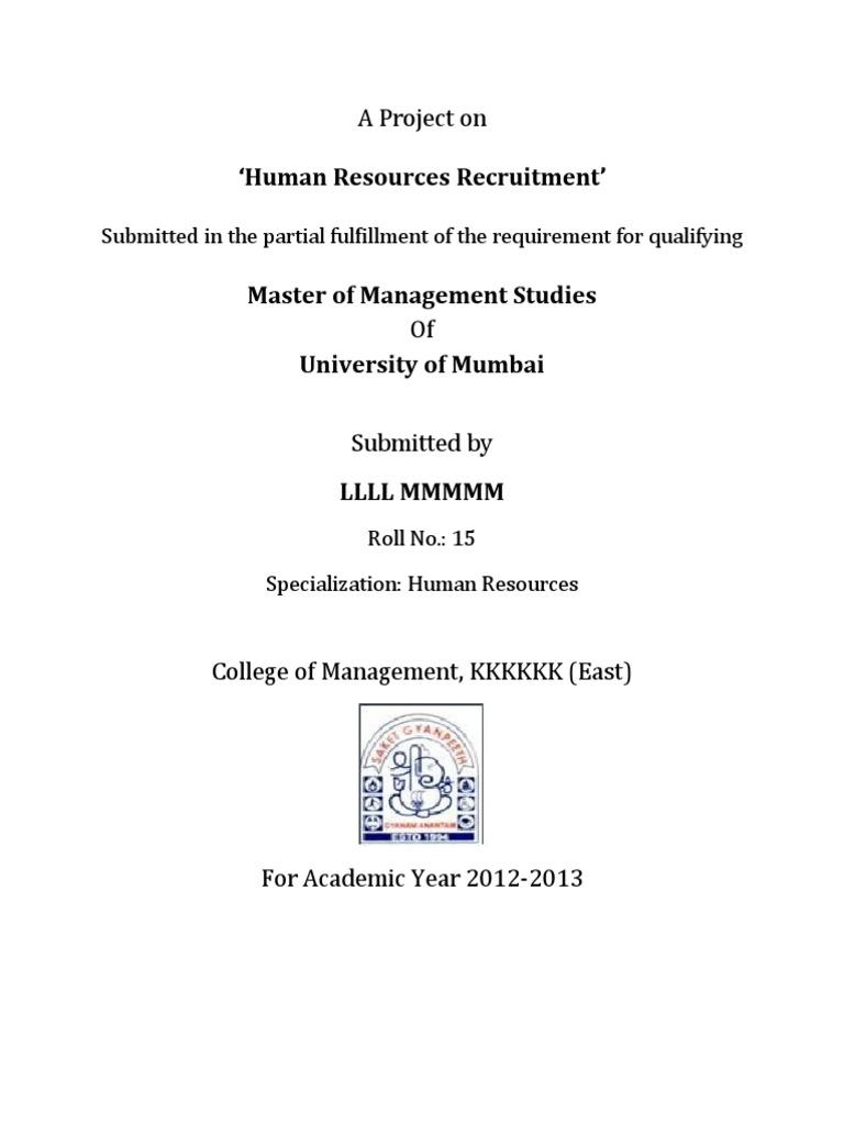 Project-HR-MBA-MMS Word234 | PDF | Human Resources | Human Resource ...
