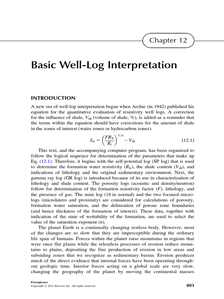 Basic Well-Log Interpretation: W T 1 N SH | PDF | Chemistry | Earth ...