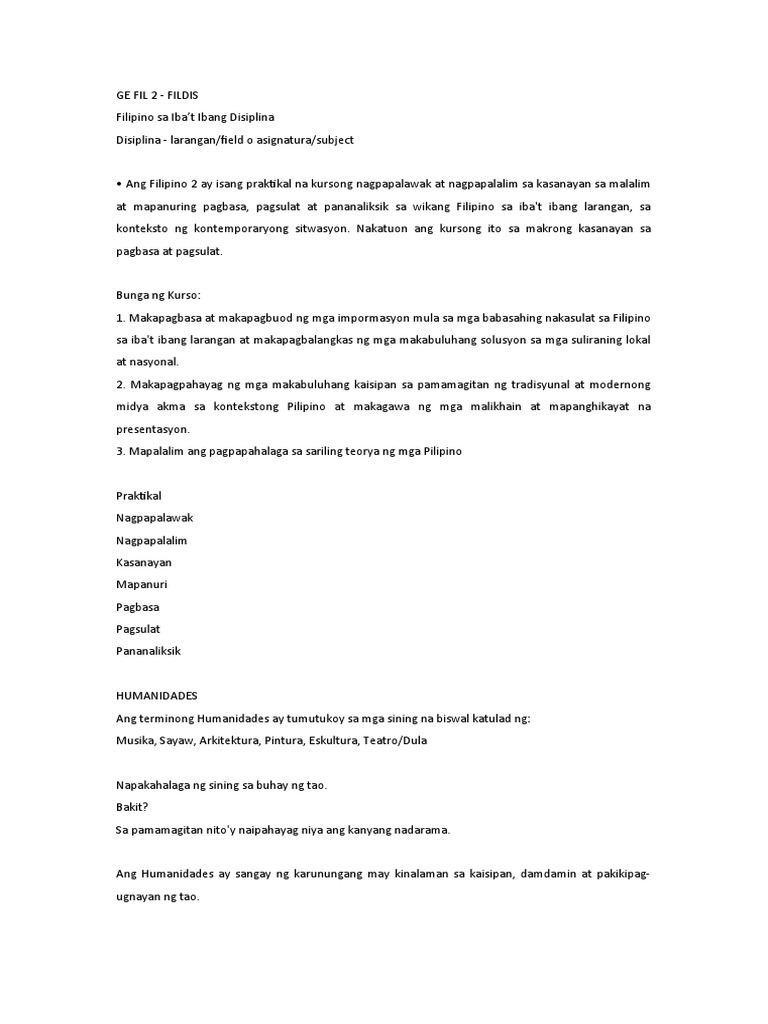 Fil2 Notes | PDF