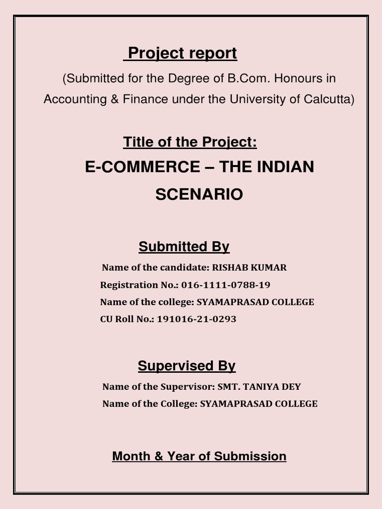 Project Report: Title of The Project | PDF | E Commerce | Survey ...